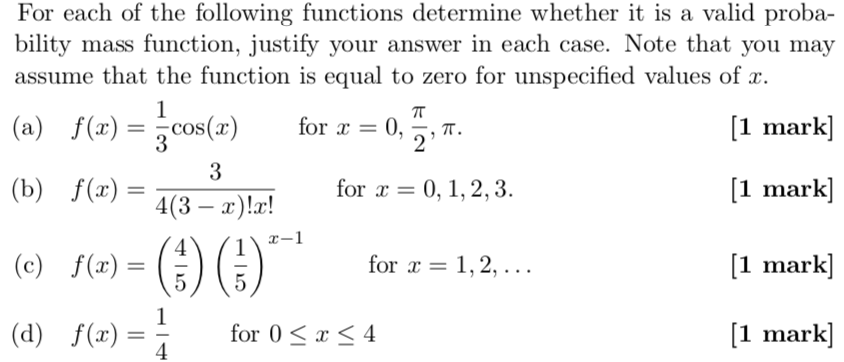 Solved For each of the following functions determine whether | Chegg.com