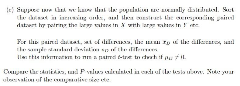 For this problem consider the following two datasets: | Chegg.com