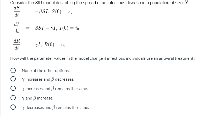 Solved Consider the SIR model describing the spread of an | Chegg.com