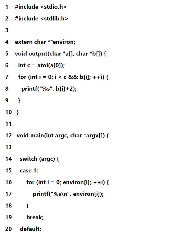 Solved 1 #include 2 #include 3 4 extern char **environ; 5 | Chegg.com