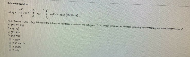 Solved Solve the problem. --1-1-3--- Note that v3 = 2v1 - | Chegg.com