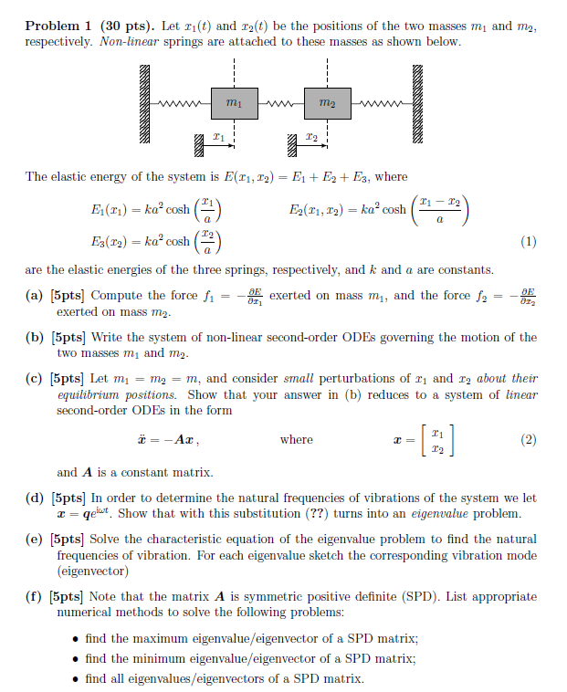 Solved Problem 1 ( 30 pts ). ﻿Let x1(t) ﻿and x2(t) be ﻿the | Chegg.com