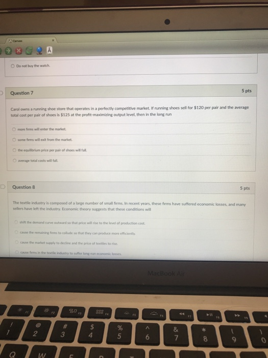 Solved O Do not buy the watch 5 pts Question 7 Carol owns a | Chegg.com