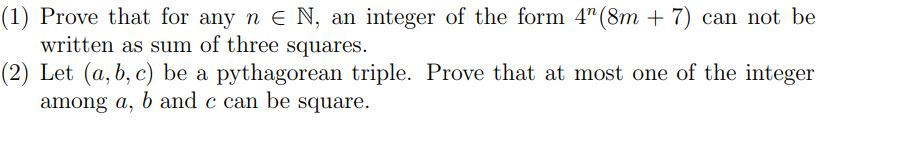 Solved (1) Prove that for any neN, an integer of the form 4" | Chegg.com