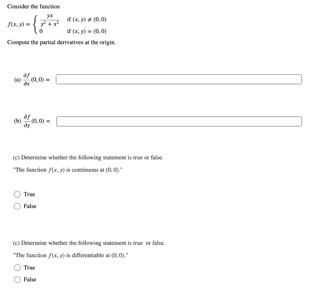 Solved Consider The Function F X Y {y2 X2yx0 If