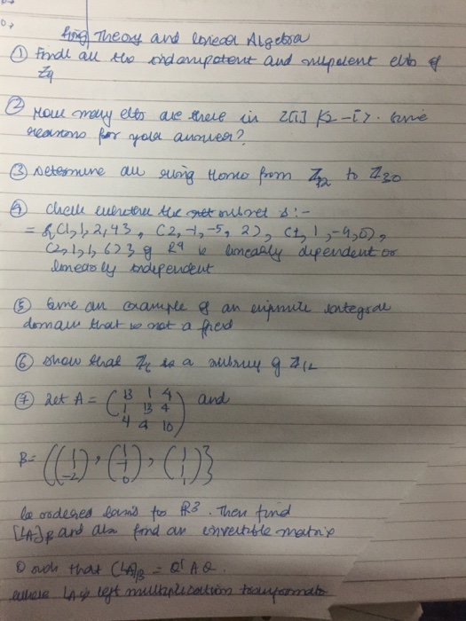 Solved The following questions are based on Ring Theory and | Chegg.com