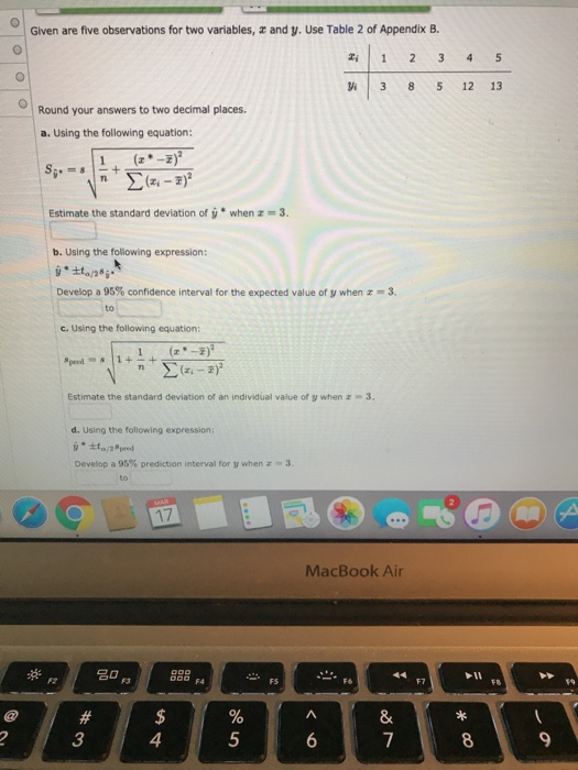 Solved Given are five observations for two variables, z and | Chegg.com