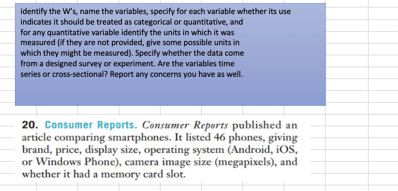 Solved identify the W's, name the variables, specify for | Chegg.com
