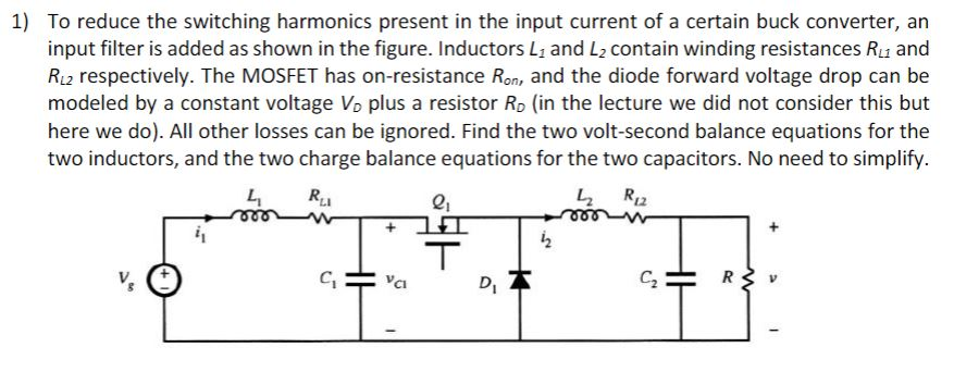 Solved 1) To reduce the switching harmonics present in the | Chegg.com