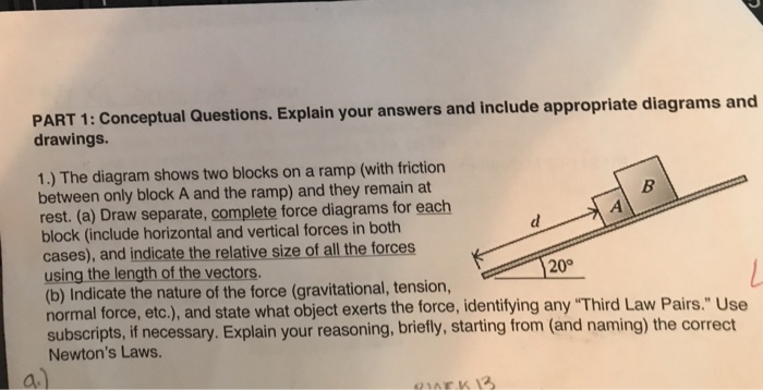 Solved The diagrams shows two blocks on A ramp (with | Chegg.com