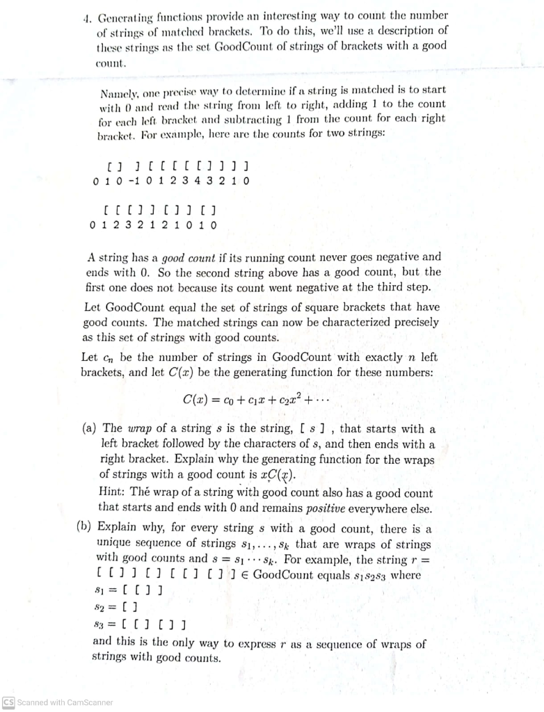 Solved 4. Generating functions provide an interesting way to | Chegg.com