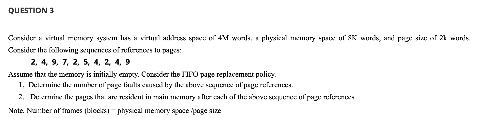 Solved QUESTION 3 Consider a virtual memory system has a | Chegg.com