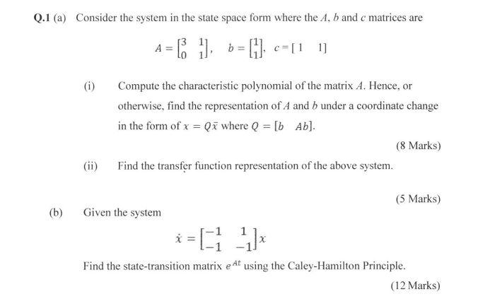 Solved 1 (a) Consider the system in the state space form | Chegg.com