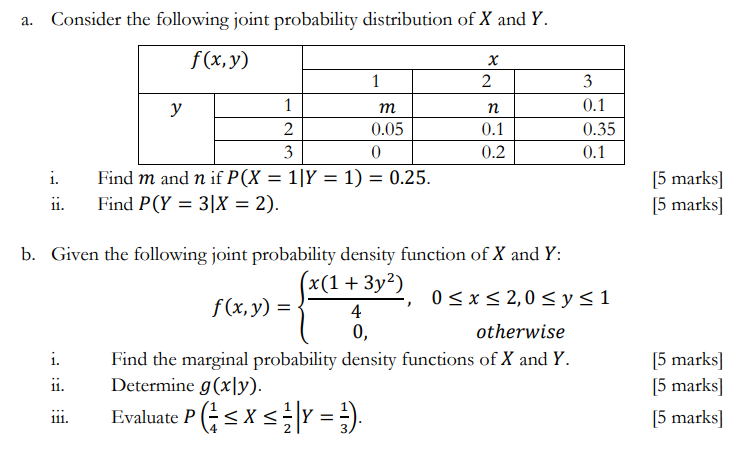 Solved a. Consider the following joint probability | Chegg.com