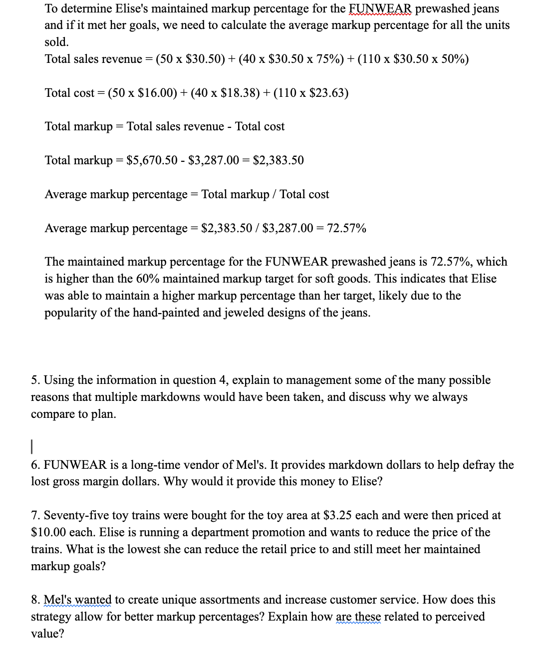 Working for Mel's, a mid-sized department store | Chegg.com