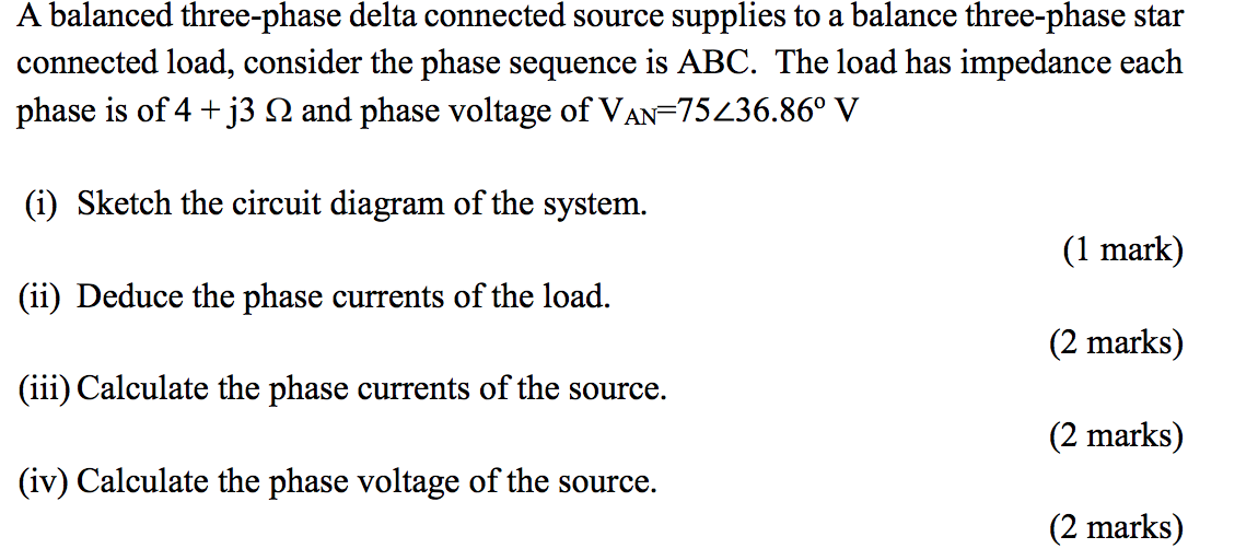 Solved A balanced three-phase delta connected source | Chegg.com