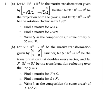 Solved (a) Let U:R2→R2 be the matrix transformation given by | Chegg.com