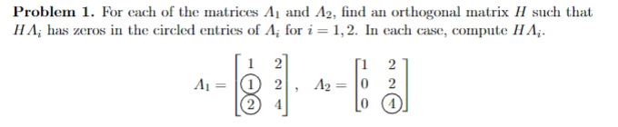 Solved Problem 1. For each of the matrices Λ1 and Λ2, find | Chegg.com