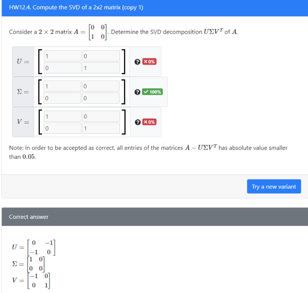 Solved HW12.4. Compute the SVD of a 2x2 matrix (copy 1) | Chegg.com