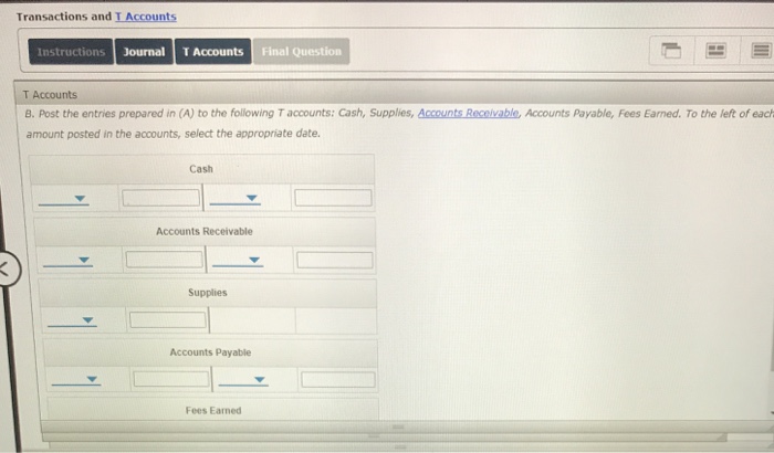 Solved Transactions and I Accounts Instructions Journal T | Chegg.com