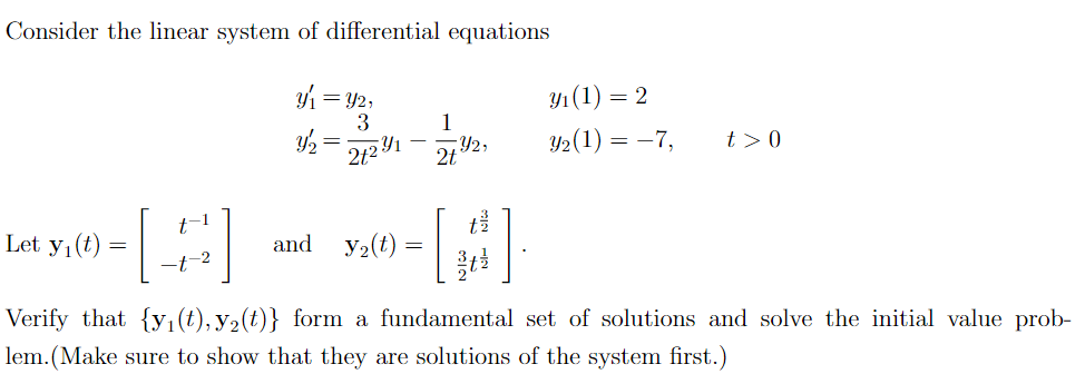 Solved Consider the linear system of differential equations | Chegg.com