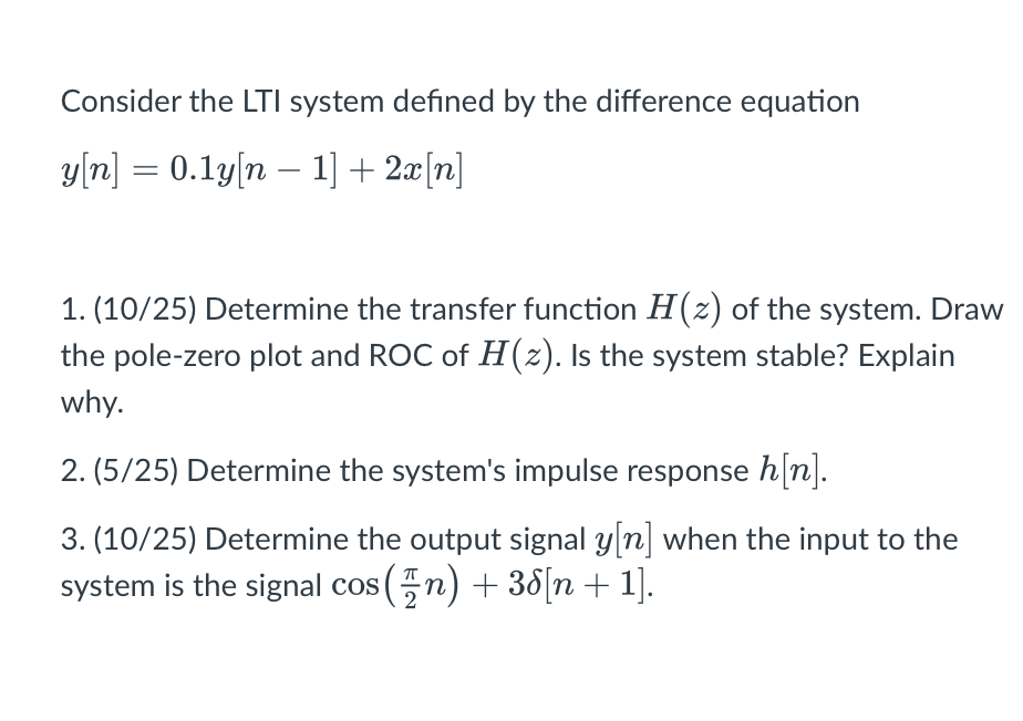 Solved Consider the LTI system defined by the difference | Chegg.com
