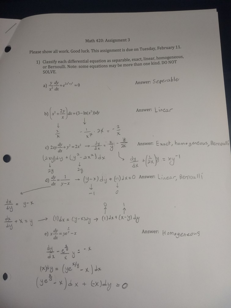 Solved Math 420 Assignment 3 Please Show All Work Good Chegg