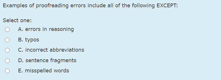 Solved Examples of proofreading errors include all of the | Chegg.com