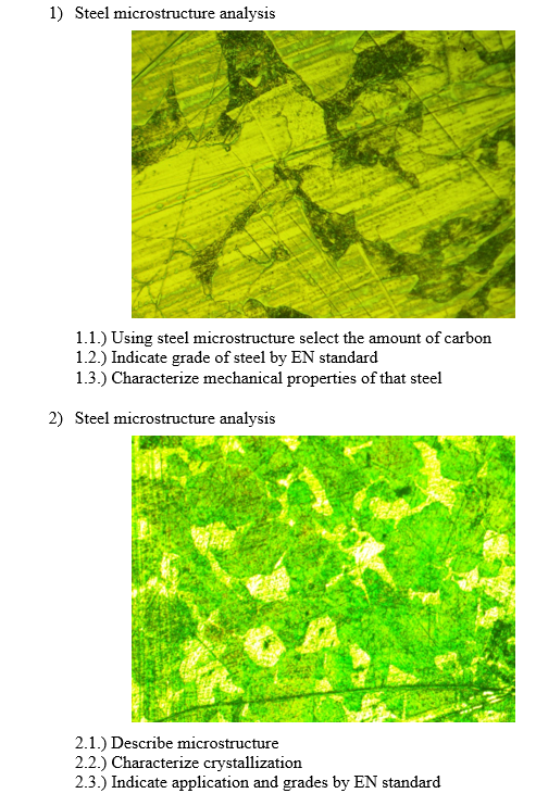 Solved 1) Steel microstructure analysis 1.1.) Using steel | Chegg.com