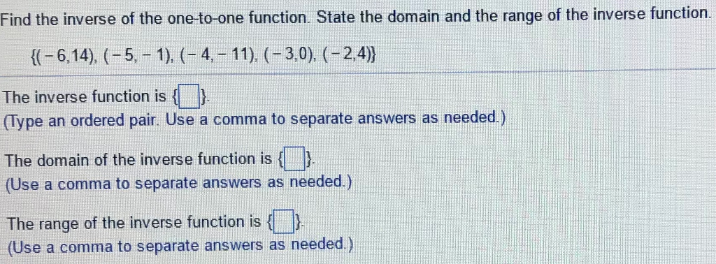 Solved Find the inverse of the one-to-one function. State | Chegg.com
