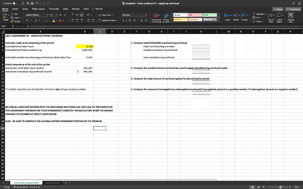 ACCTG 231 - FALL 2022 EXCEL PROBLEM 1 Due Friday, | Chegg.com