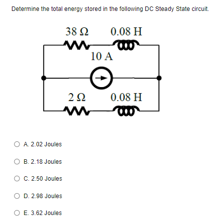 Solved Determine the total energy stored in the following DC | Chegg.com