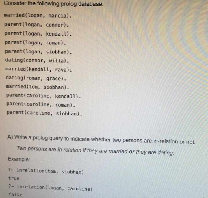 Solved Consider the following prolog database: married | Chegg.com