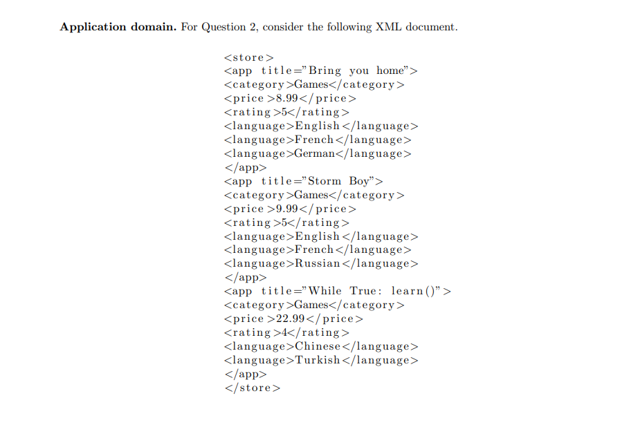 Application domain. For Question 2, consider the | Chegg.com