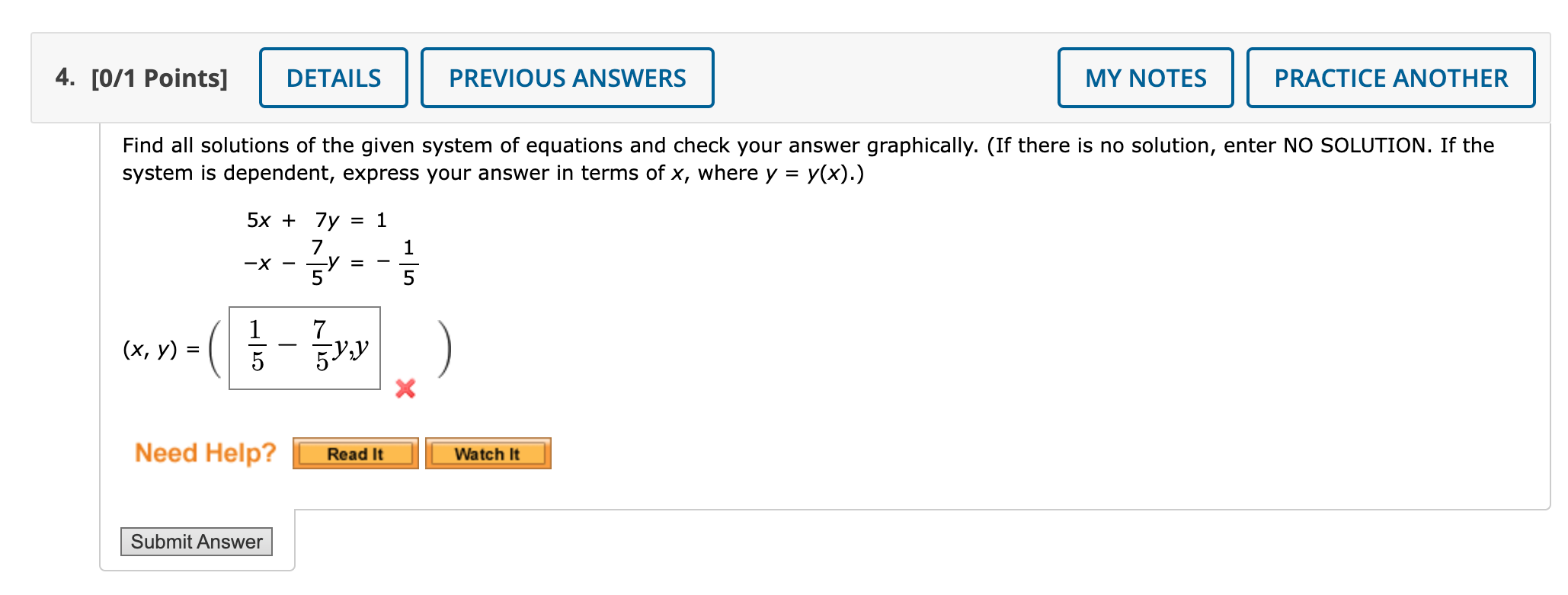 Solved 4. [0/1 Points] DETAILS PREVIOUS ANSWERS MY NOTES | Chegg.com