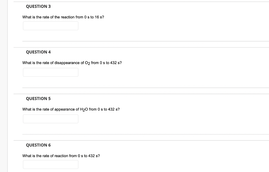 Solved QUESTION 1 The reaction 2H2 + O2 + 2H20 is studied | Chegg.com