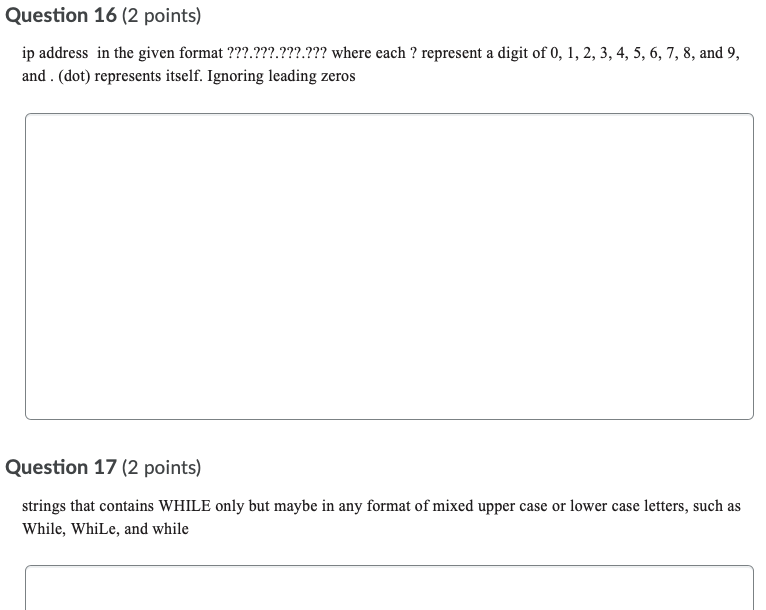 Solved Question 16 (2 points) ip address in the given | Chegg.com