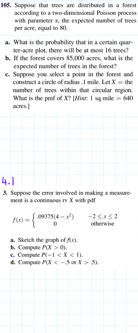 Solved 105. Suppose that trees are distributed in a forest | Chegg.com