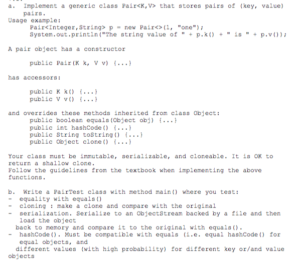 A Implement A Generic Class Pair That Stores Pairs