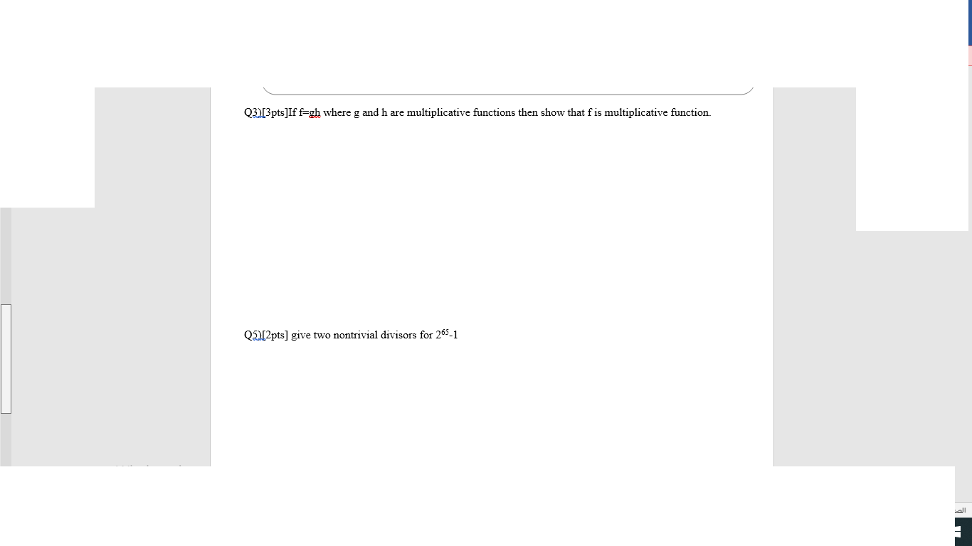 Solved Q3)[3pts] If f=gh where g and h are multiplicative | Chegg.com