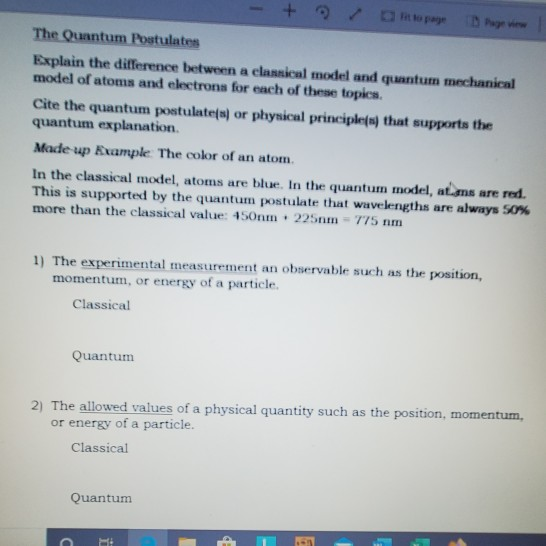Solved The Quantum Postulates Explain the difference between | Chegg.com