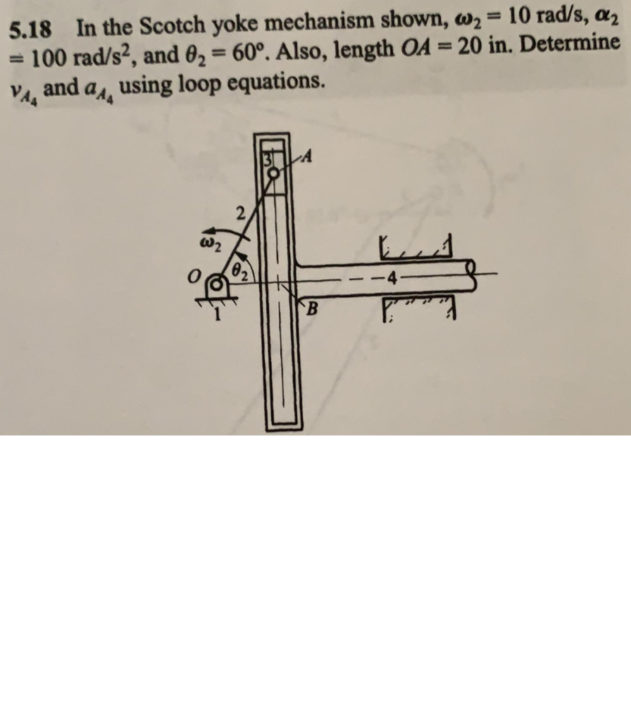 Solved 5.18 In the Scotch yoke mechanism shown, w2 = 10 | Chegg.com