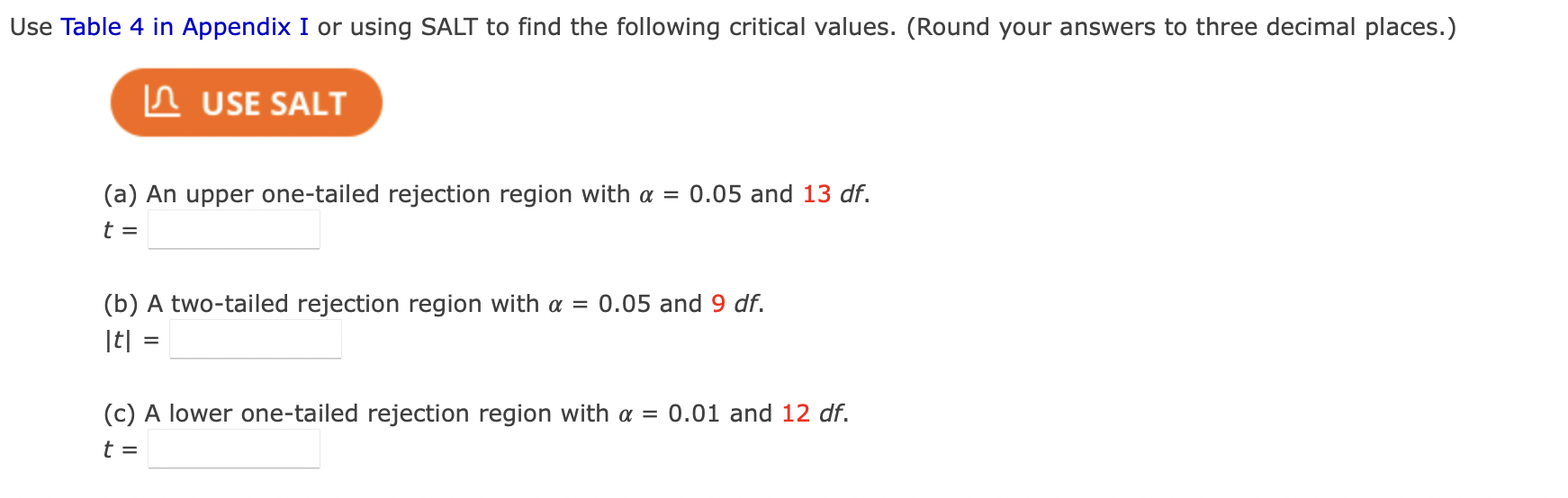 Solved e Table 4 in Appendix I or using SALT to find the | Chegg.com