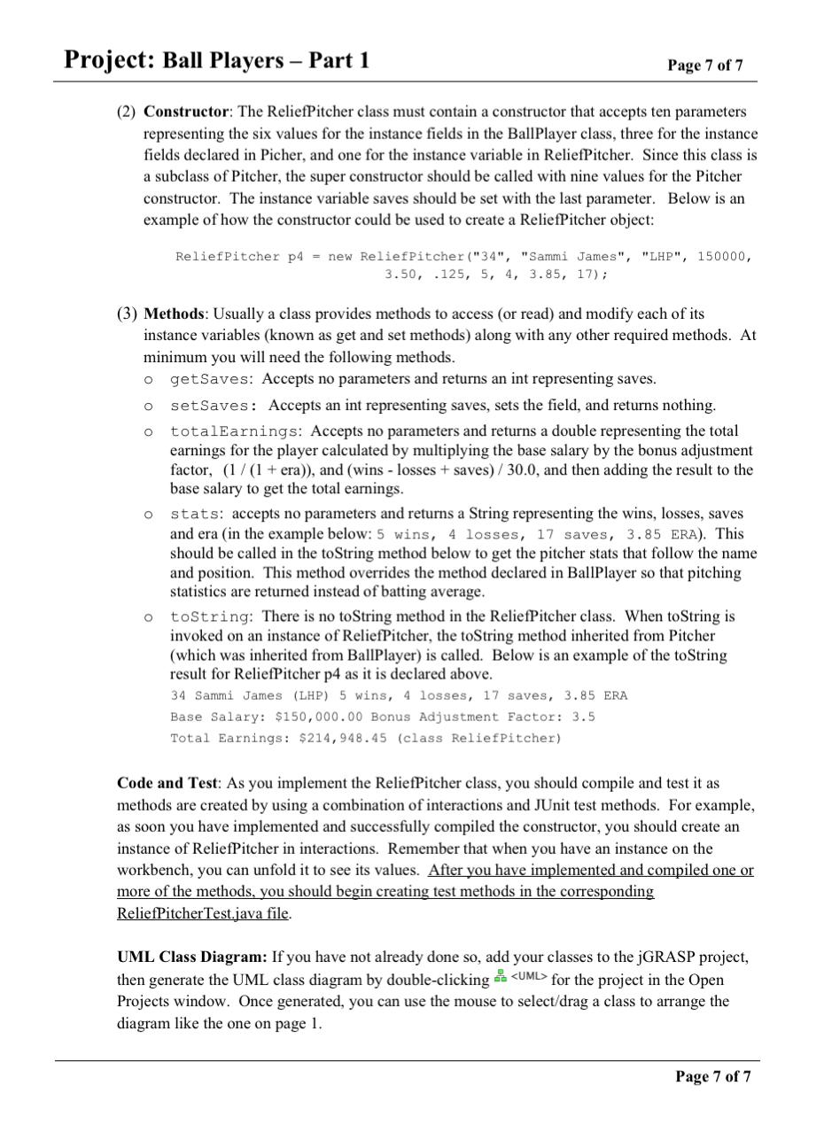 Solved Project: Ball Players - Part 1 Page 1 of 7 | Chegg.com