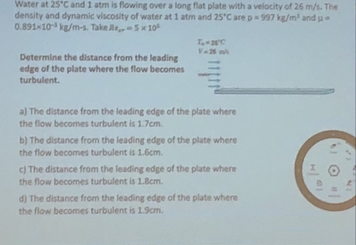 Solved Water at 25'C and 1 atm is flowing over a long flat | Chegg.com
