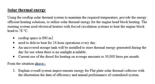 Solar thermal energy Using the rooftop solar thermal | Chegg.com