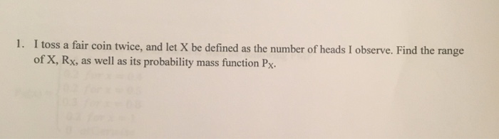Solved 1. I toss a fair coin twice, and let X be defined as | Chegg.com