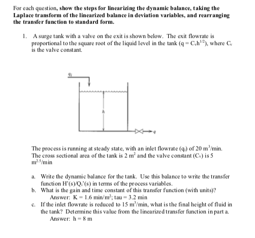 Solved For each question, show the steps for linearizing the | Chegg.com