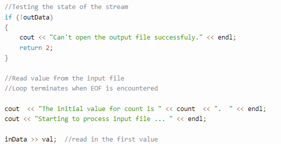 Solved // binds program variable inData to file | Chegg.com