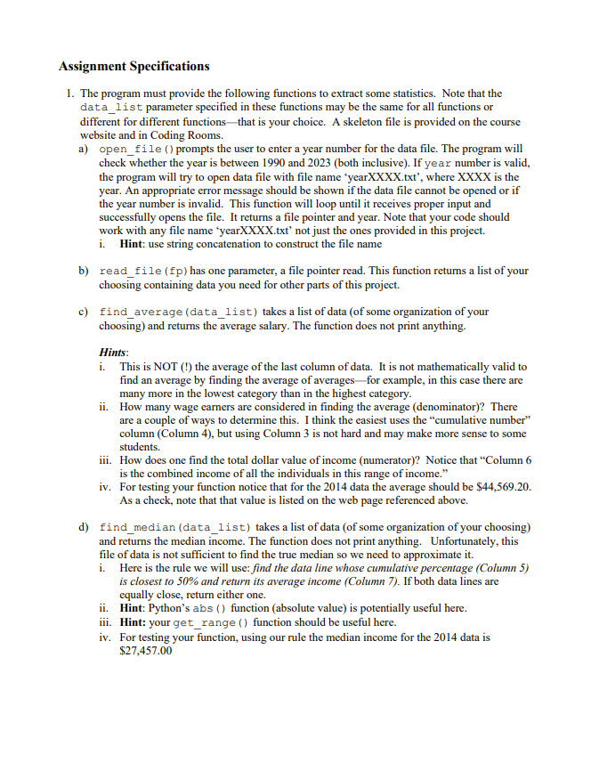 Solved Assignment Specifications 1. The program must provide | Chegg.com